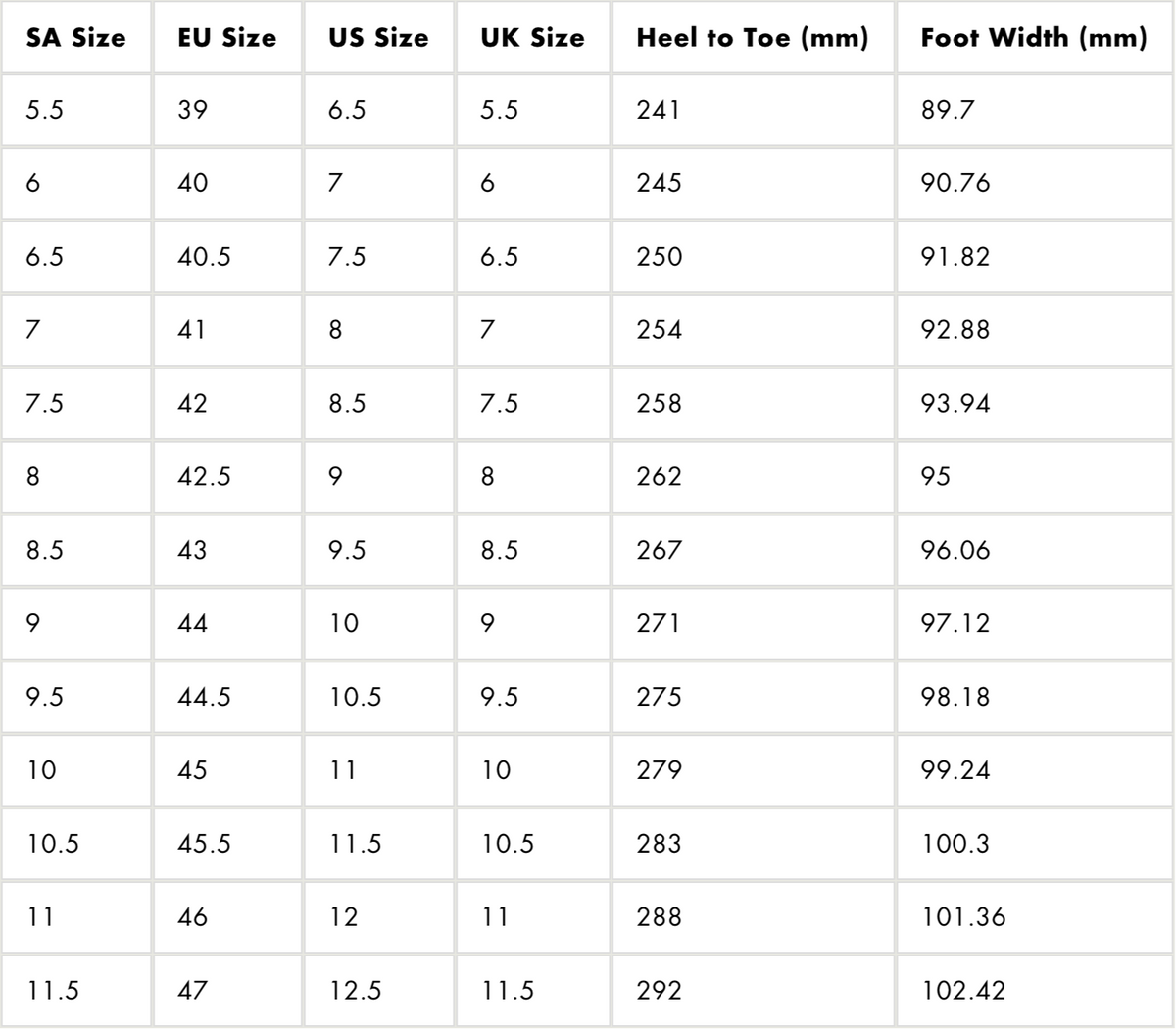 Size Chart (2024 Version) – Uinshoes